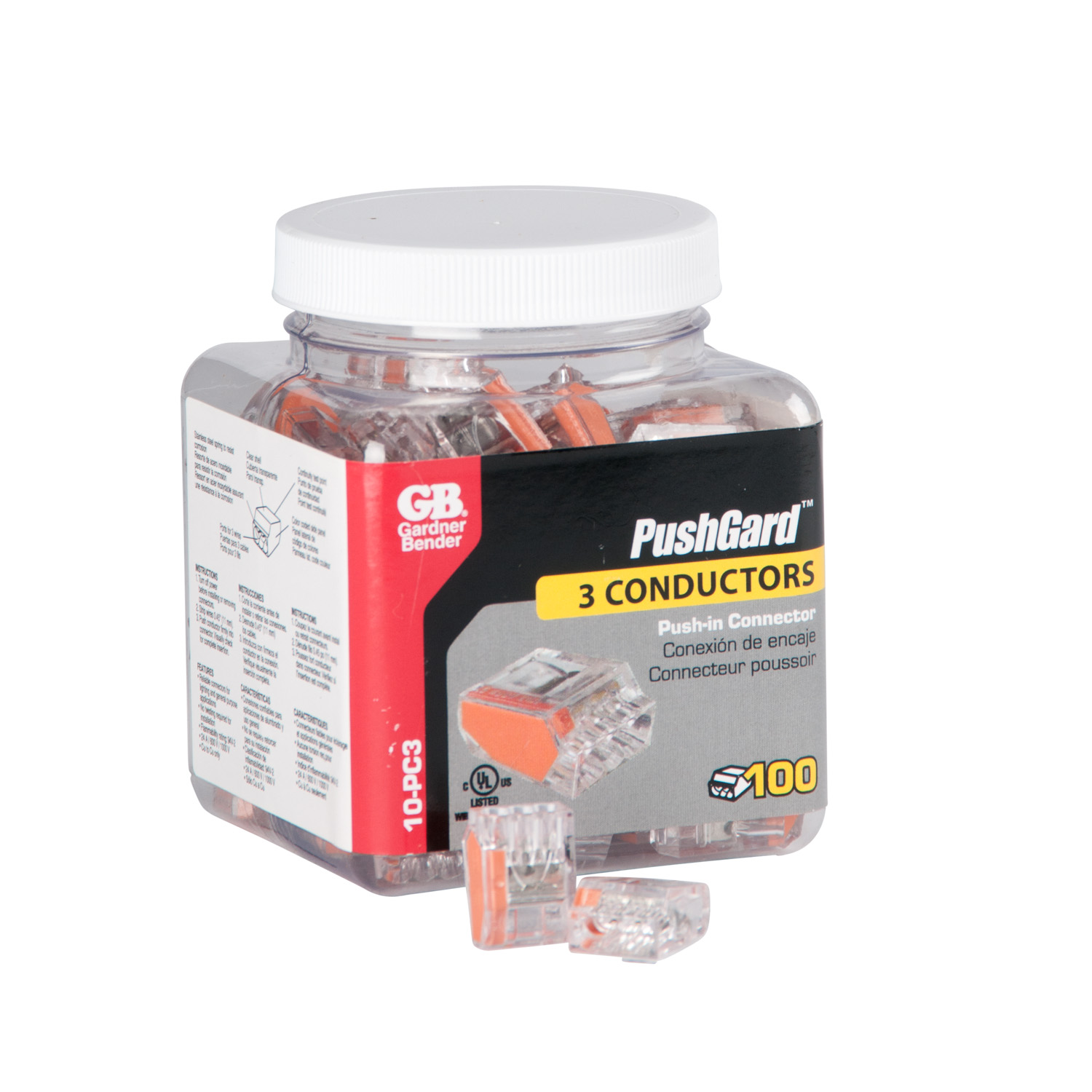 100 Orange 3-Port PushGard Push-in Wire Connectors