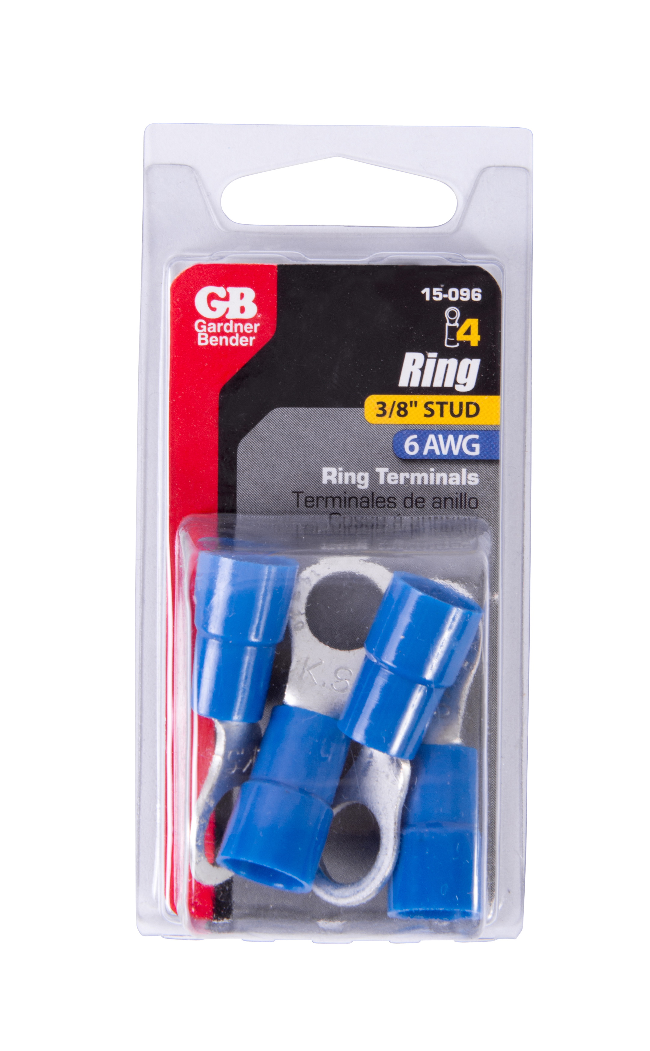 #6 AWG Vinyl-Insulated Ring Terminals (3/8" Stud)