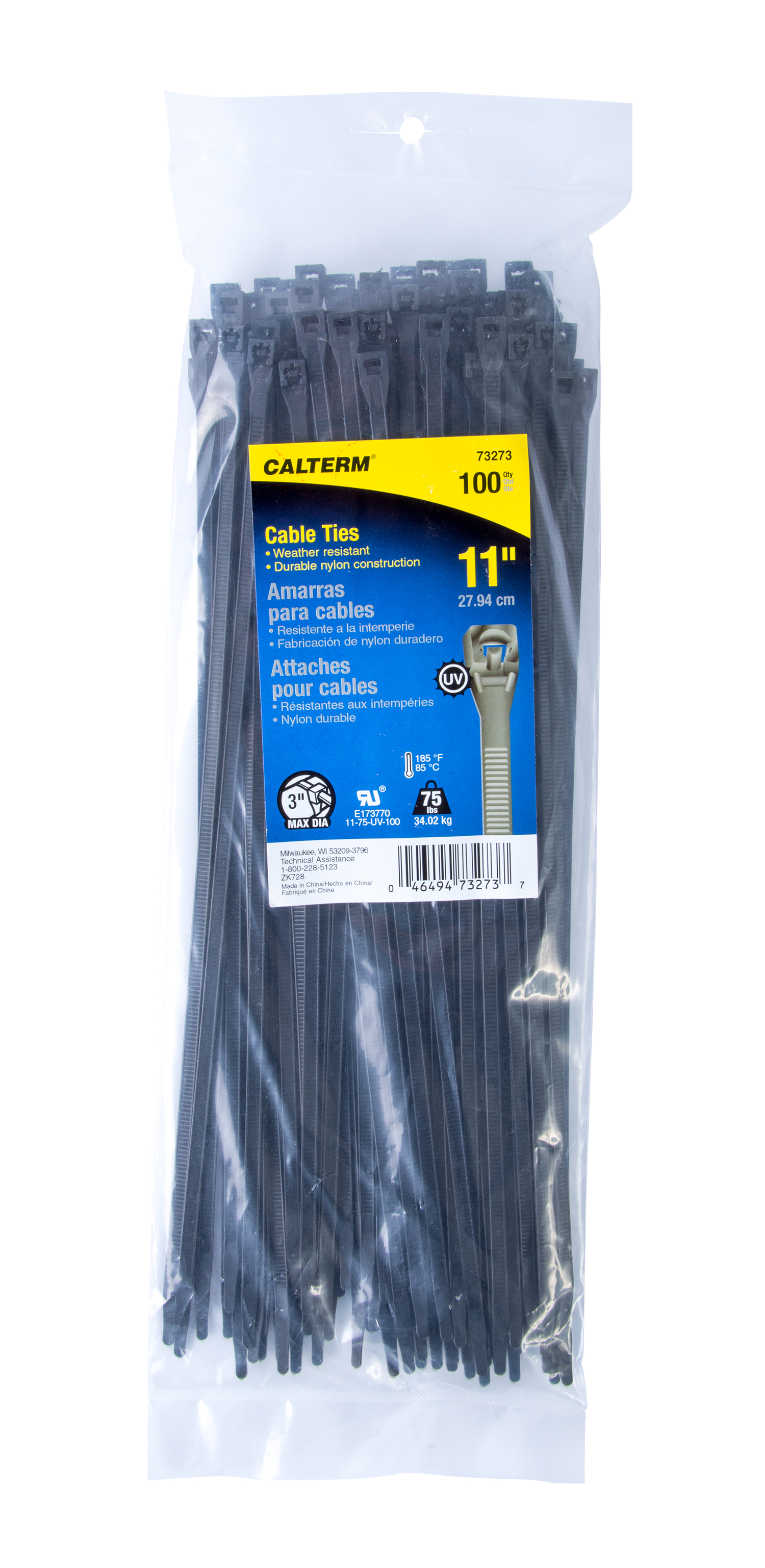Cable Tie 11" 75lb Black