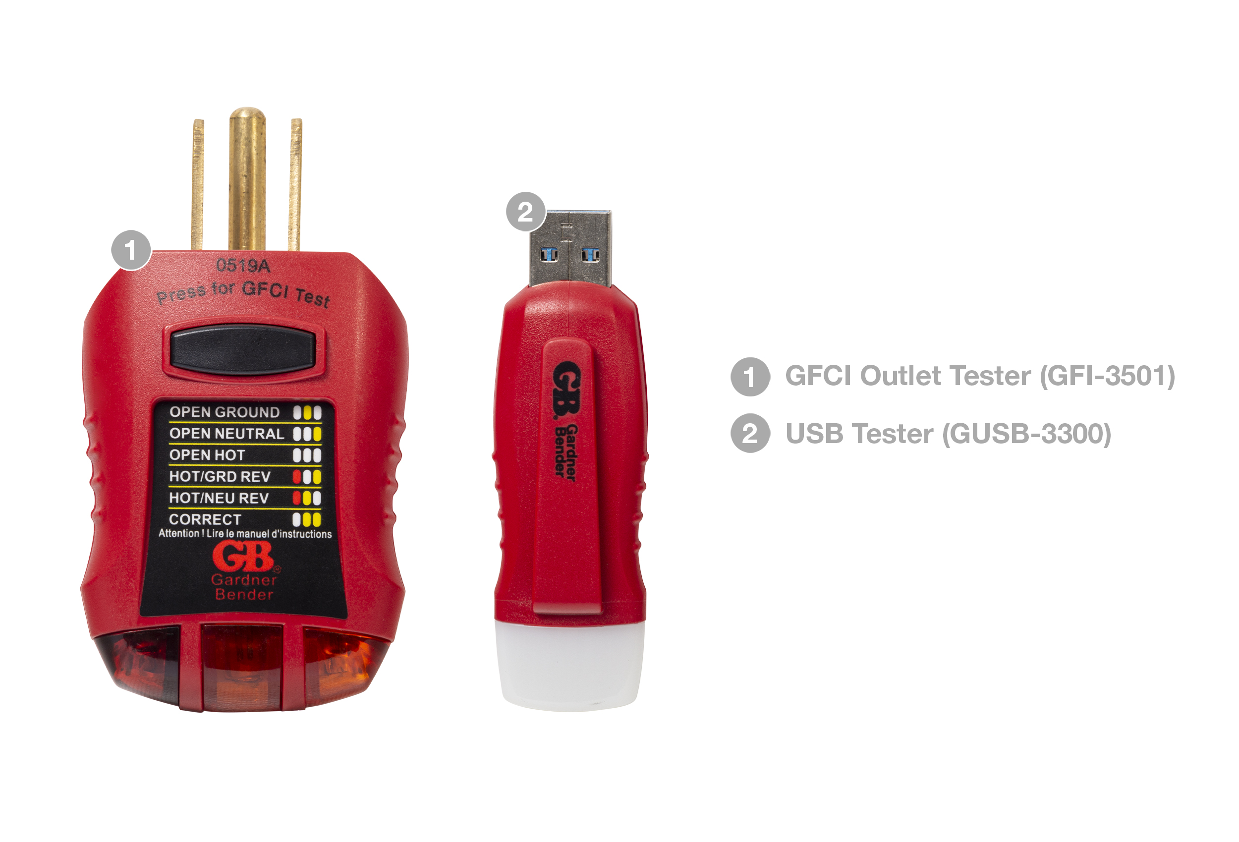 Kit de testeur USB et testeur de prise GFCI Kit de testeur USB et testeur de prise GFCI