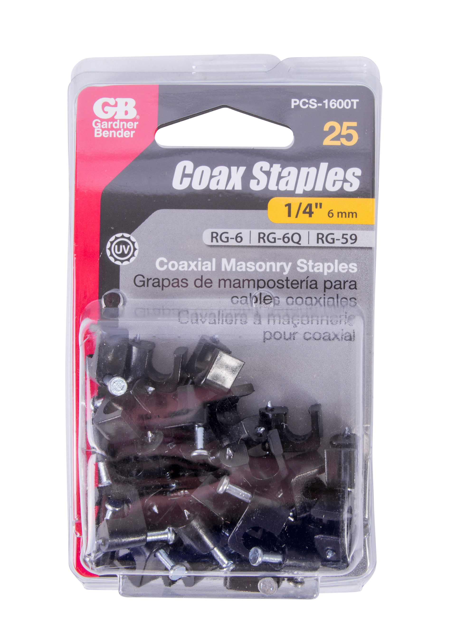 1/4 in. Black Polyethylene Clip-On Coaxial Masonry Staples (25-Pack)