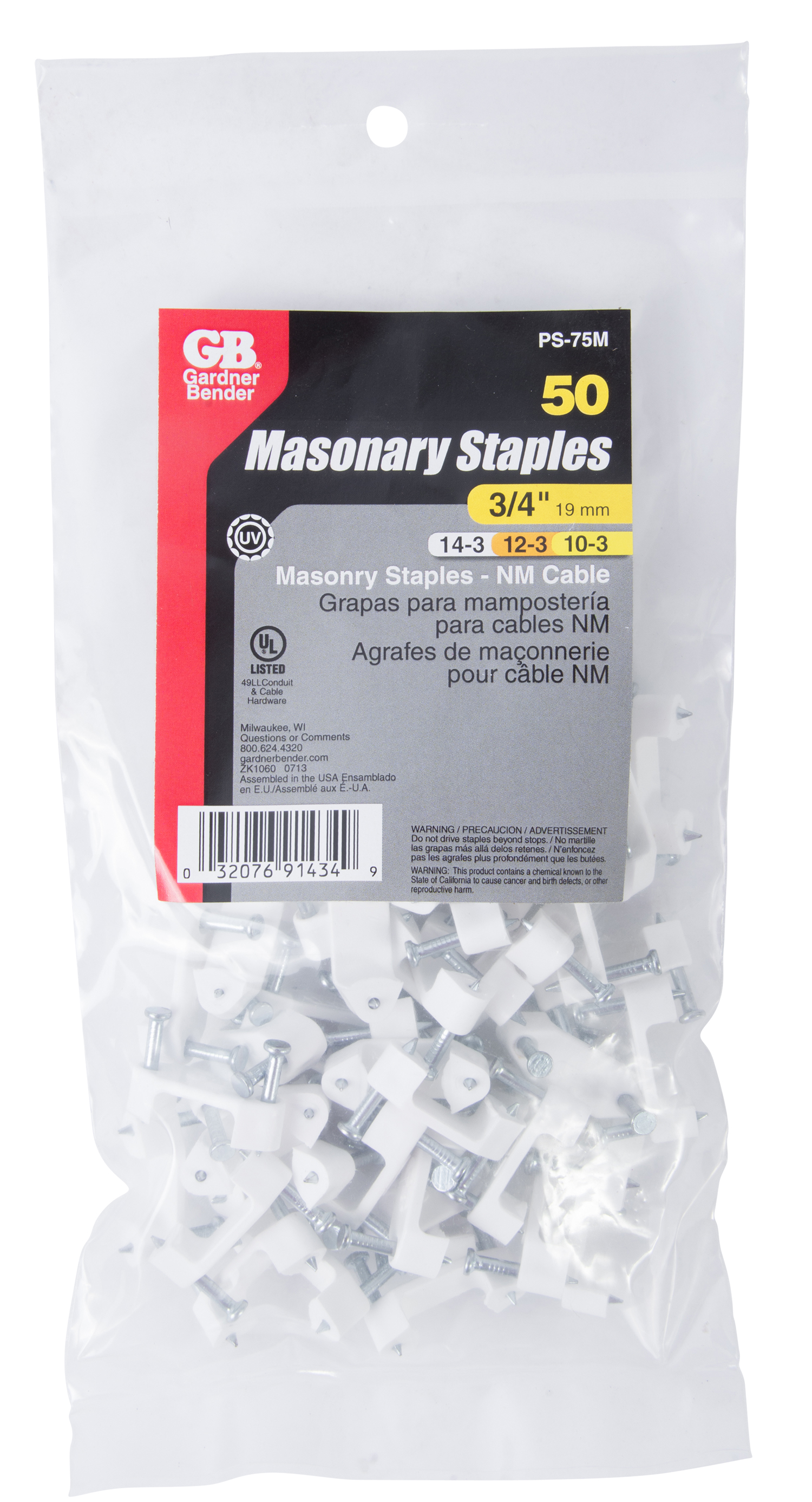 3/4 in. (19 mm) Polyethylene Staples, Secure NM Cable, Zinc Plated ...