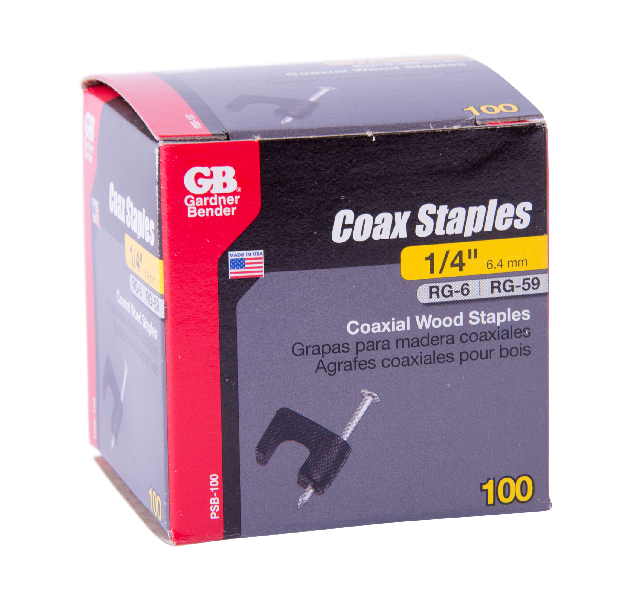 1/4 in. Black Plastic Staples for RG-6 and RG-59 Coaxial Cables (100-Pack)